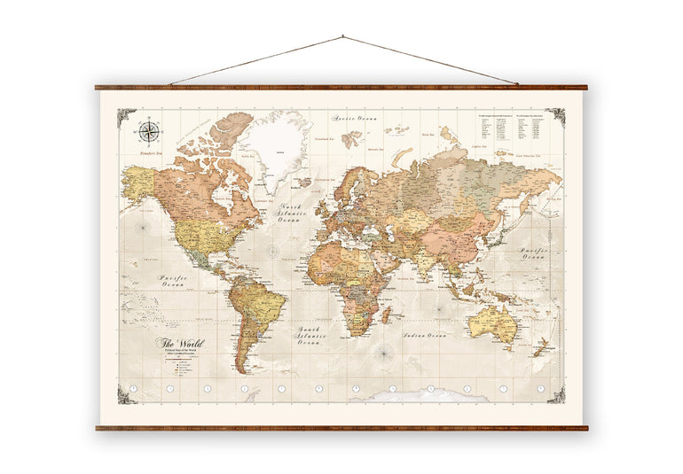 Vintage World Map - Maps Vintage Removable Peel & Stick