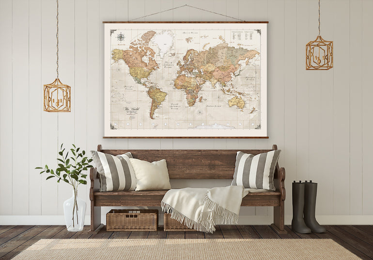 Vintage World Map - Maps Vintage Removable Peel & Stick